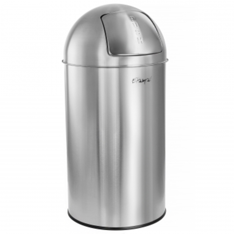 Elama 50 Liter Large 13 Gallon Push Lid Stainless Steel Cylindrical ...